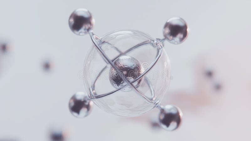 3D Minimalist Atomic Model: Electrons Orbiting Nucleus Stock ...