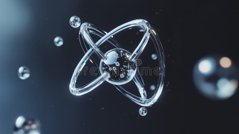 3D Minimalist Atomic Model: Electrons Orbiting Nucleus Stock Photo ...
