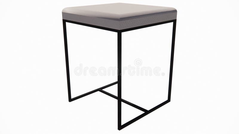 3D Minimalist Box Lounge Chair, Iron Frame Stock Illustration ...