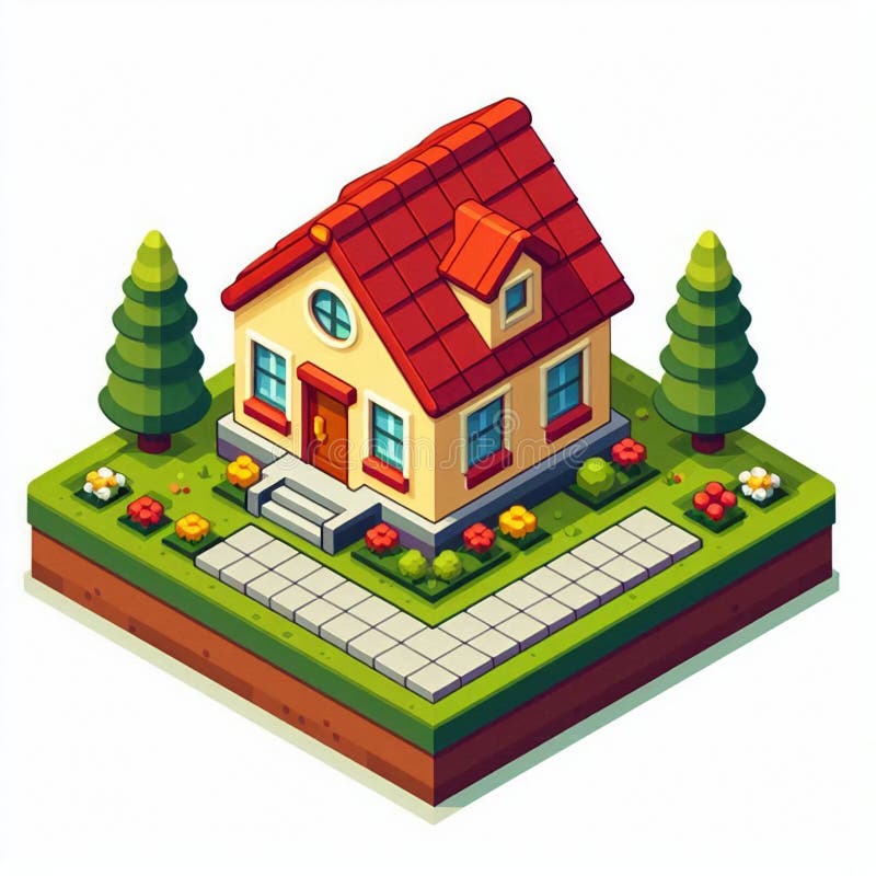 3d Minimalist House Vector Design, Pixel Art Stock Illustration ...