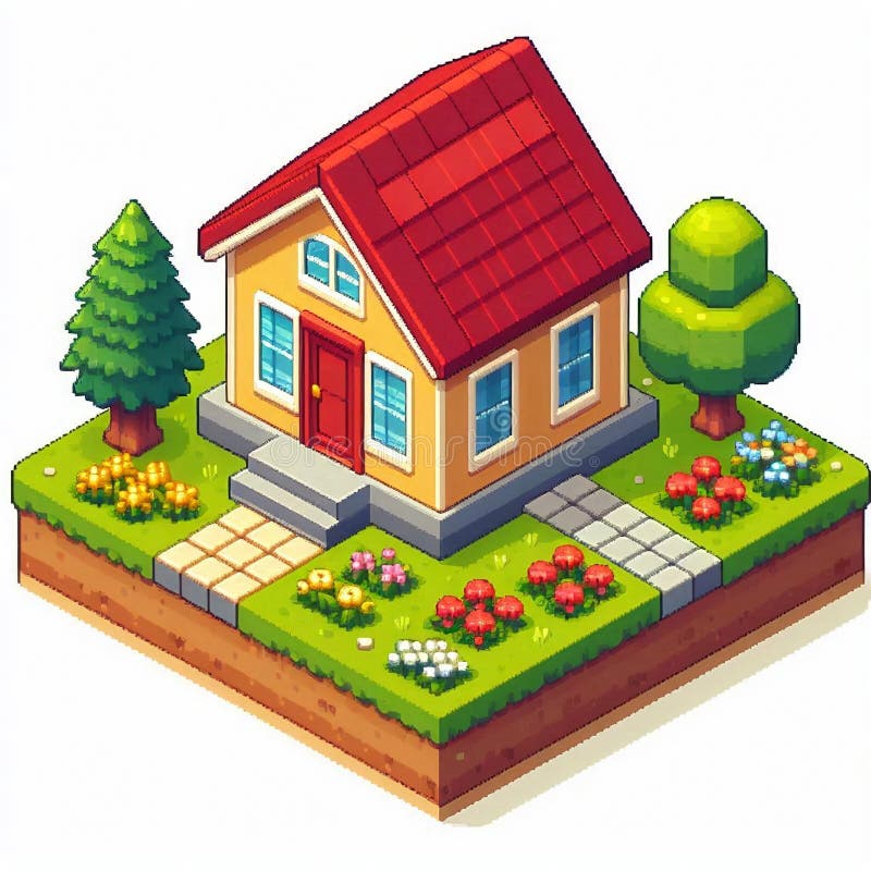 3d Minimalist House Vector Design, Pixel Art Stock Illustration ...