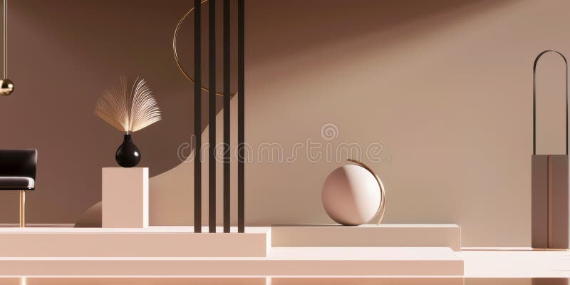 Serenity in Simplicity: a 3D Minimalist Composition Stock Illustration ...