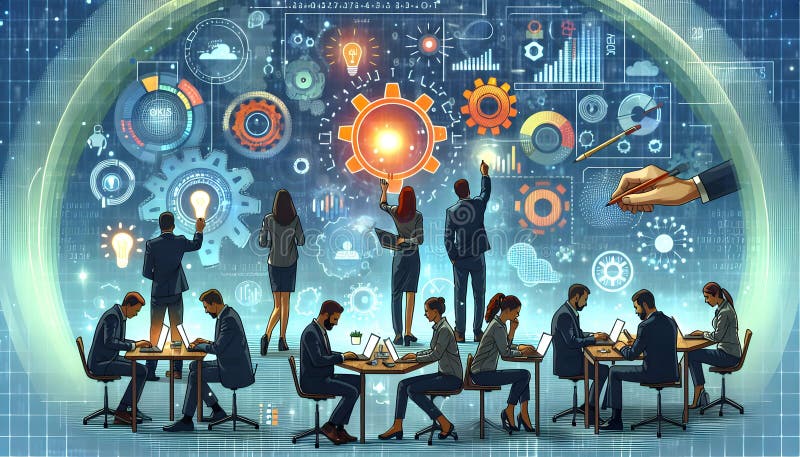 2D Minimalize As Cross Functional Team Collaborating on a Project ...