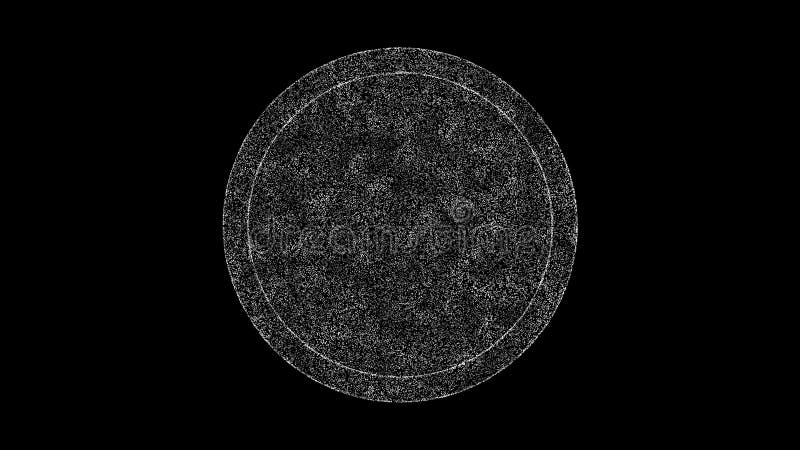 3D Mirror on Black Bg. Object Dissolved White Flickering Particles ...