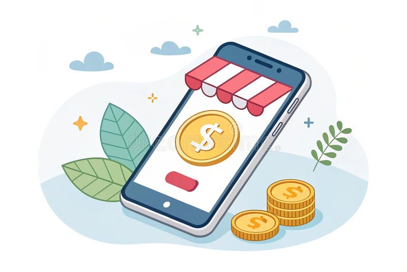 3D Mobile Dollar Payment App Icon Stock Illustration - Illustration of ...