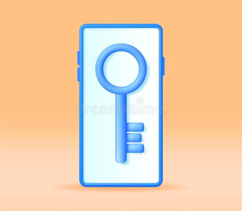 3D Mobile Phone with Key on Screen Stock Vector - Illustration of ...
