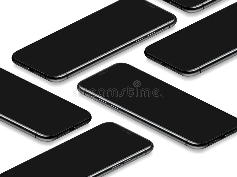 3D Mobile Phone Realistic Perspective Mockup Template Vector on White ...