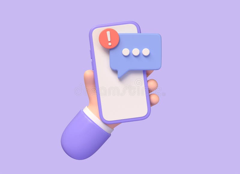 3d Mobile Phone and Speech Bubble with Comment Icon, Warning ...