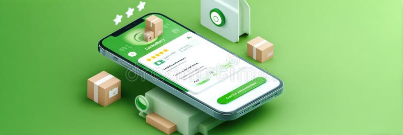 3D Courier App Interface Mockup Showcasing Delivery Rating and Package ...
