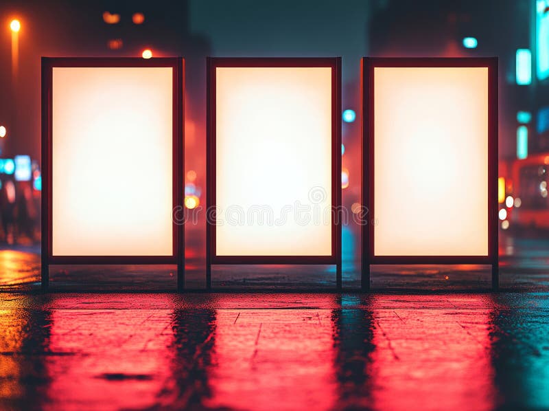 In this 3D Mockup, Three Empty Spaces at a Bus Station are ...