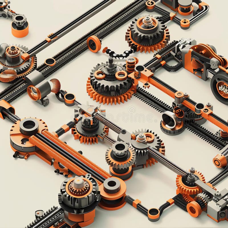 3D Model Abstract Art of Abstract Assembly Line of Interlocking ...