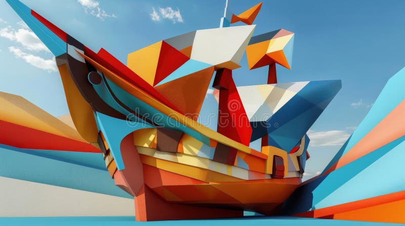 3D Model Abstract Art of Bold Geometric Ships Prow Abstract Art ...