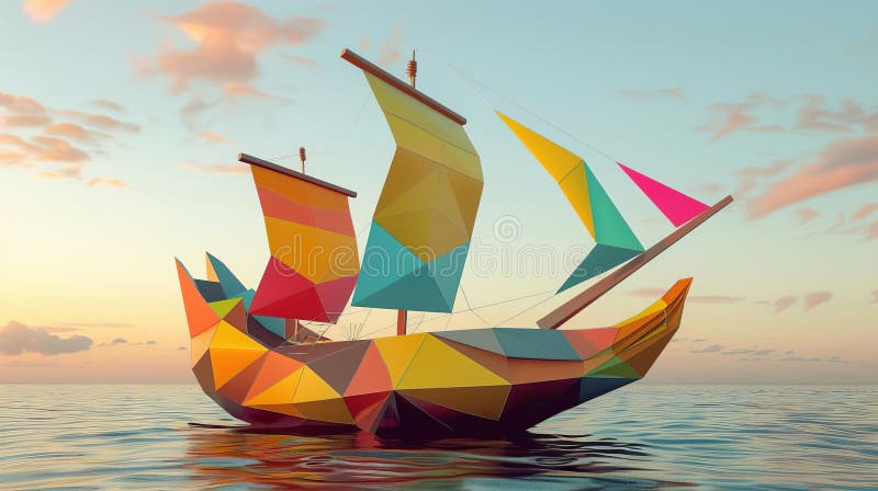 3D Model Abstract Art of Bold Geometric Ships Prow Abstract Art ...