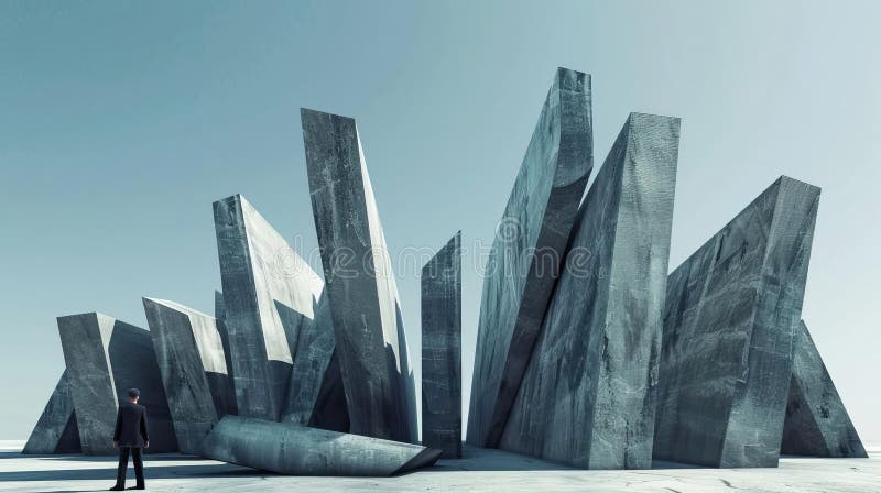 3D Model Abstract Art of Brutalist Abstract Veteran Memorial Formed ...