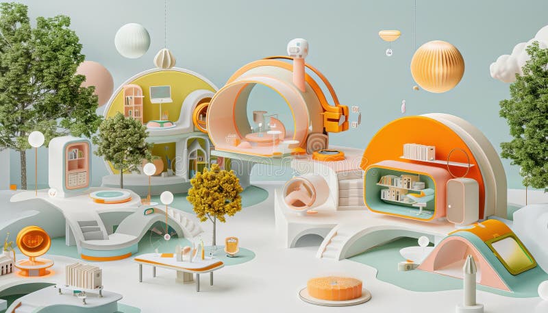 3D Model Abstract Art of Collaborative Open Abstract Office Ecosystem ...