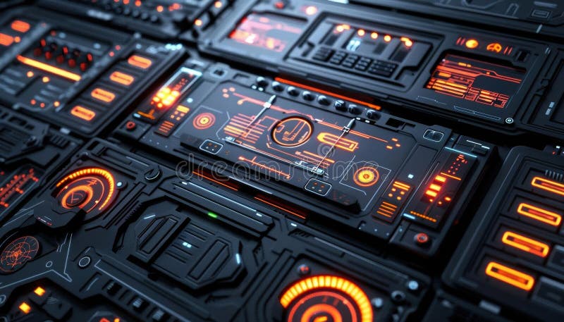 3D Model Abstract Art of Cyberpunk Abstract Command Center with Glowing ...