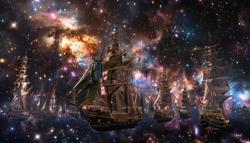 3D Model Abstract Art of Deep Space Voyaging Abstract Celestial Armada ...