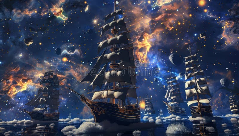 3D Model Abstract Art of Deep Space Voyaging Abstract Celestial Armada ...