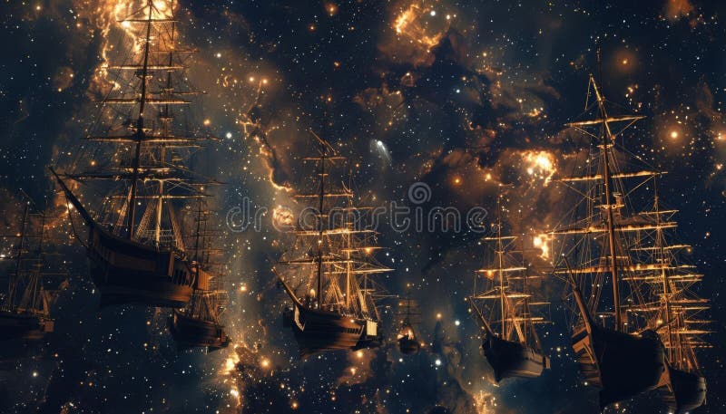 3D Model Abstract Art of Deep Space Voyaging Abstract Celestial Armada ...