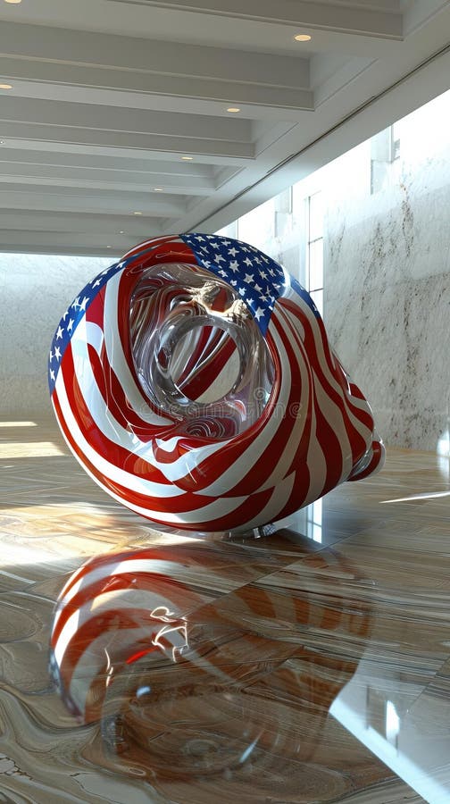 3D Model Abstract Art of Dynamic Patriotic Abstract Kinetic Sculpture ...