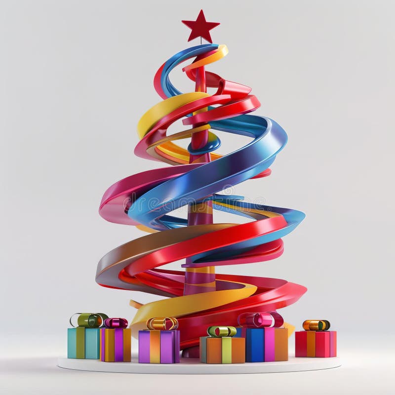 3D Model Abstract Art of Exuberant Twisting Abstract Christmas Tree and ...