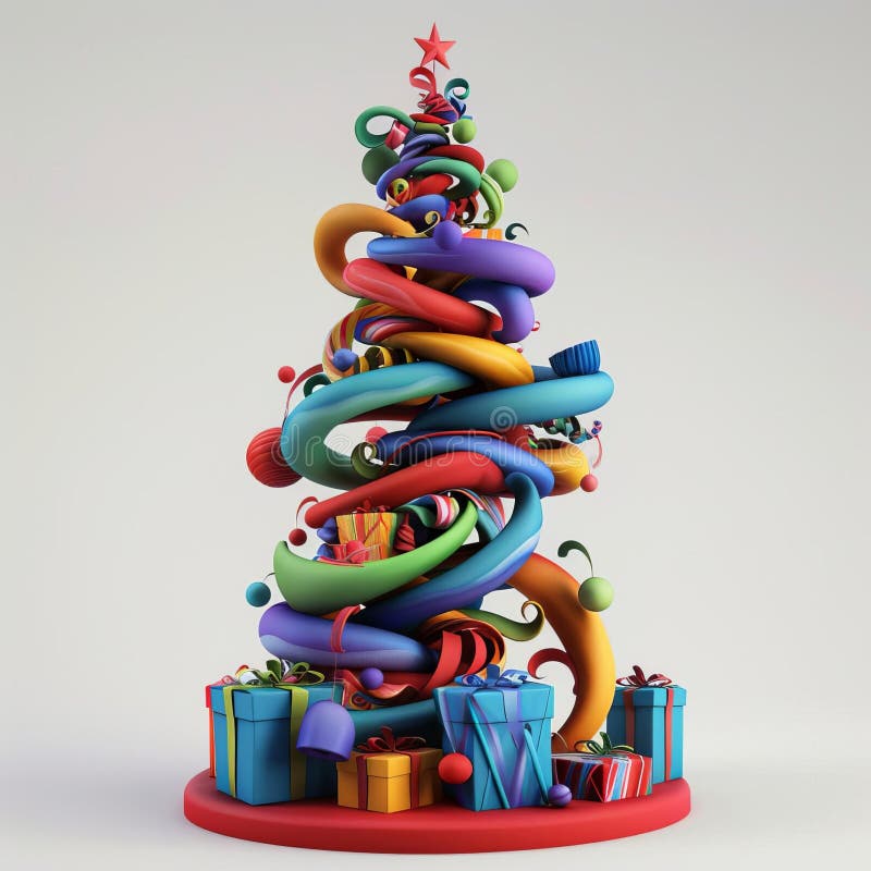 3D Model Abstract Art of Exuberant Twisting Abstract Christmas Tree and ...