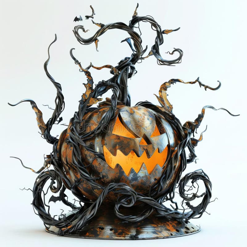 3D Model Abstract Art of Haunting Abstract Jackolantern Sculpture Made ...