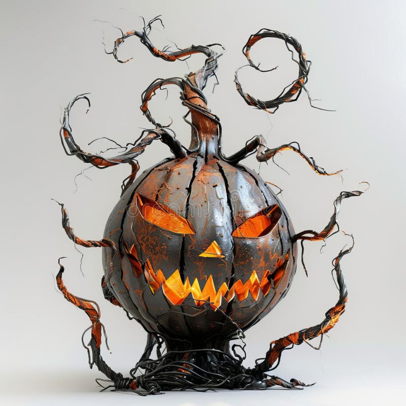 3D Model Abstract Art of Haunting Abstract Jackolantern Sculpture Made ...