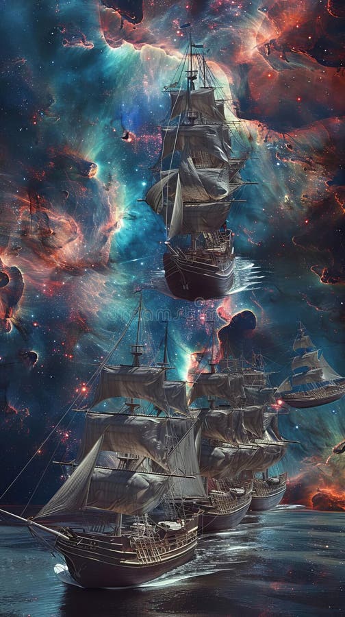 3D Model Abstract Art of Interstellar Abstract Celestial Tall Ship ...