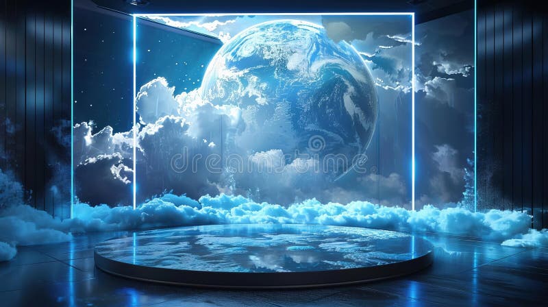 3D Model Abstract Art of Nextgen Holographic Abstract Global Weather ...