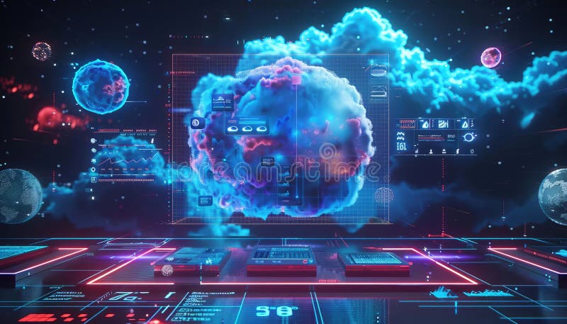 3D Model Abstract Art of Nextgen Holographic Abstract Global Weather ...