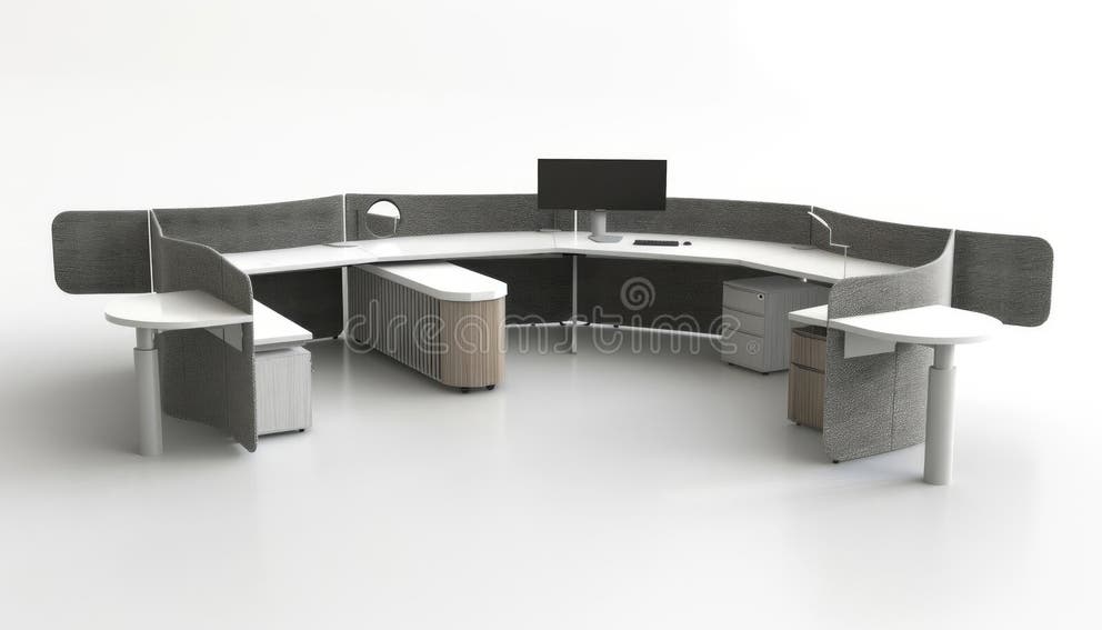 3D Model Abstract Art of Abstract Office Workstation Formed from Sleek ...