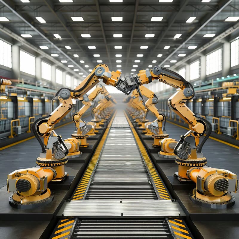 3D Model Abstract Art of Orchestrated Abstract Industrial Robot ...