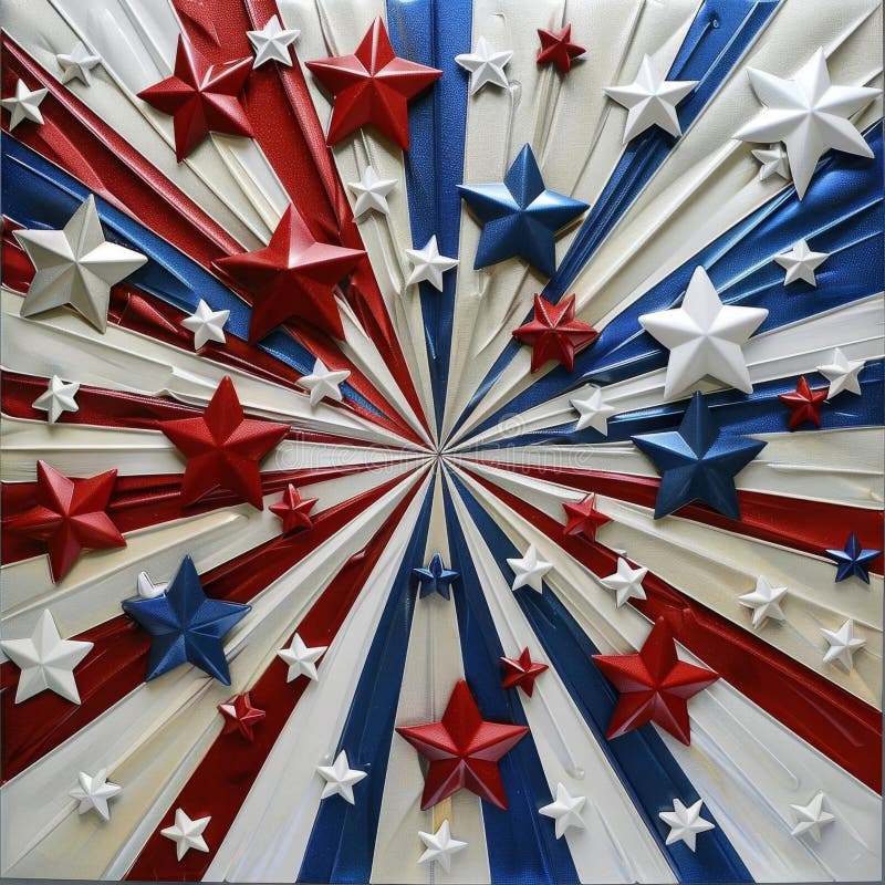 3D Model Abstract Art of Red White and Blue Starburst Abstract Art ...