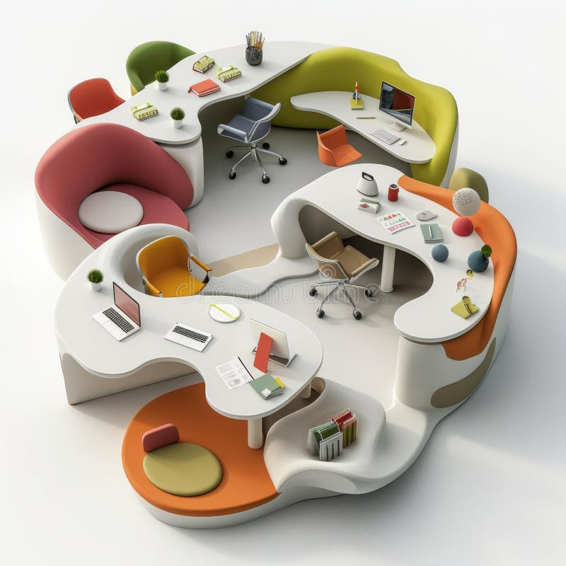 3D Model Abstract Art of Revolutionary Abstract Collaborative Office Workstation Ecosystem for ...