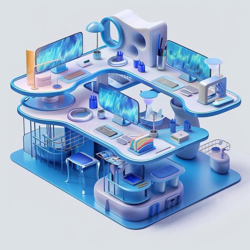 3D Model Abstract Art of Revolutionary Abstract Collaborative Office Workstation Ecosystem for ...