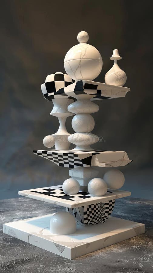3D Model Abstract Art of Ruthlessly Strategic Abstract Board Game Sculpture Representing Complex ...