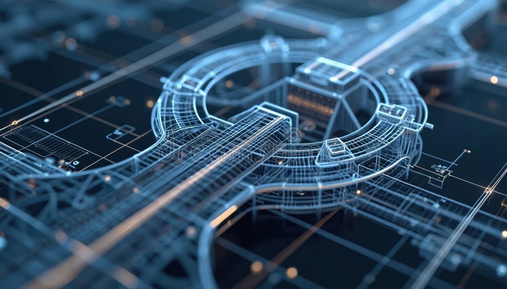 3D Model Abstract Design. Cad System Interface, Engineering Structure ...