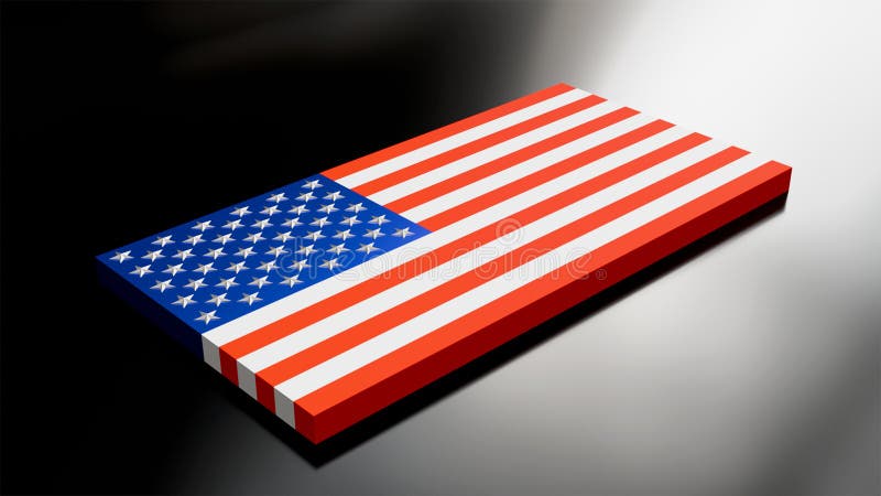 3D Model of American Flag on Black Background Stock Illustration ...