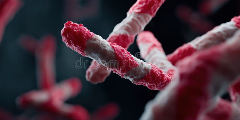 3D Model of Anthrax Bacteria, Scientific Visualization, Close Up, Red and White, Microscopic ...