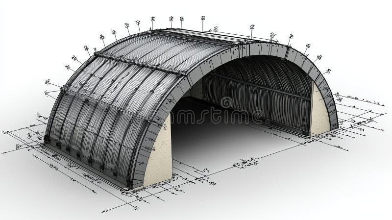 3D Model of Arch Structure Architectural Design Blueprint Stock ...