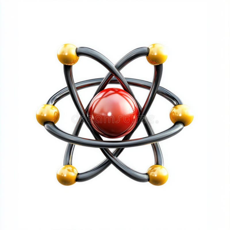 3D Model of an Atom with Electrons Stock Illustration - Illustration of ...