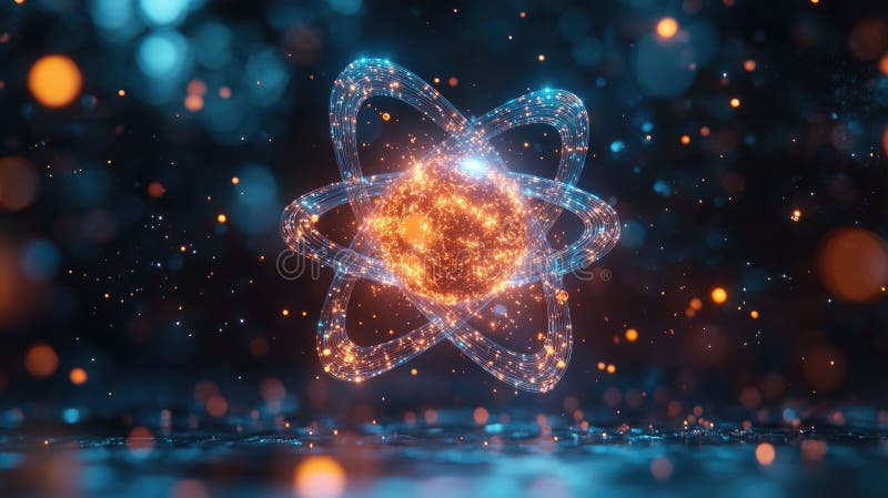 3d Model of an Atom with Electrons Orbiting the Nucleus, Symbolizing ...