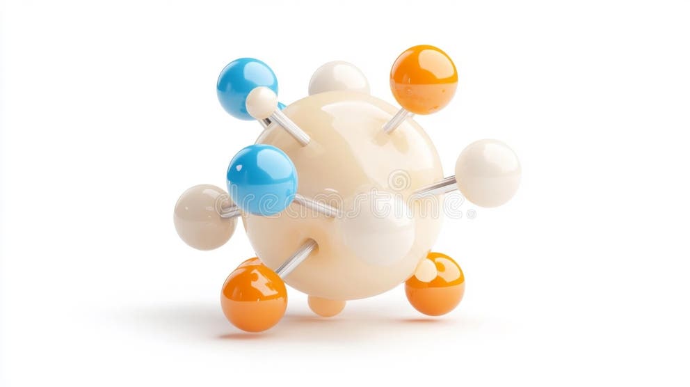 3D Model of an Atom with Colorful Balls Representing Electrons and ...