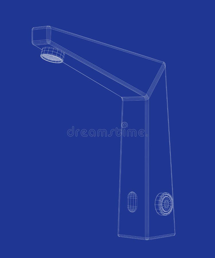 3D Model of Automatic Sensor Faucet Stock Illustration - Illustration ...