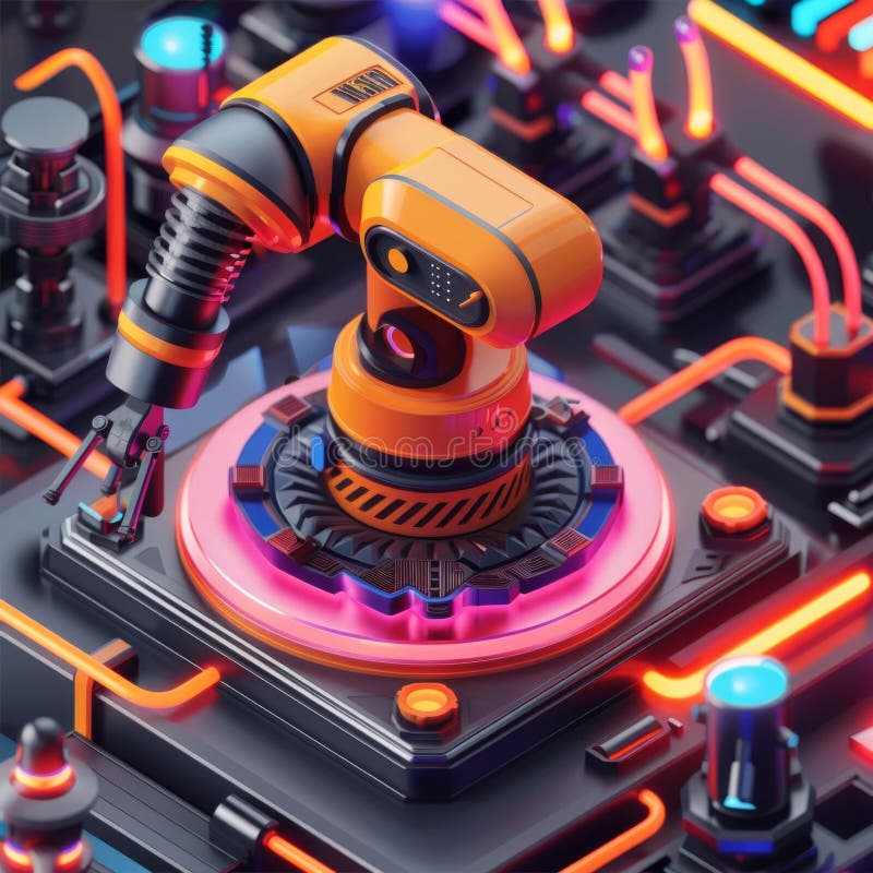 3D Model of an Automation System Icon with Bright Engaging Colors Stock ...