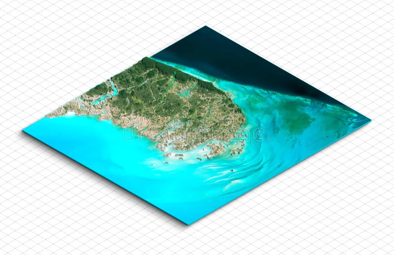 3d Model of the Bahamas Island. Isometric Map Virtual Terrain 3d Stock ...