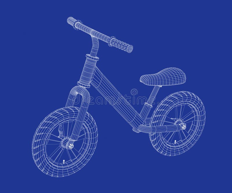 3D model of balance bike stock illustration. Illustration of wireframe ...