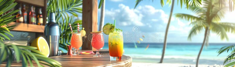 3D Model of a Beachside Bar with Tropical Drinks Summer Stock ...