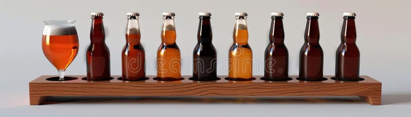 3D Model of Beer Tasting Flight Set with Miniature Bottles or Glasses ...